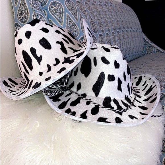 Accessories | New Cow Print Cow Boy Hat Party Hat Blackwhite | Poshmark